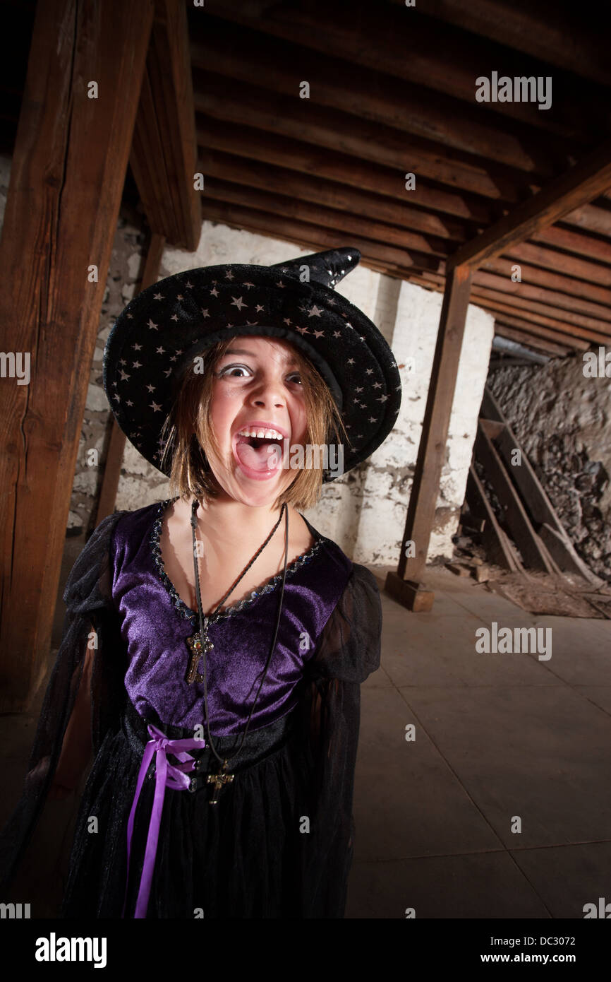 Screaming Young Witch Stock Photo - Alamy