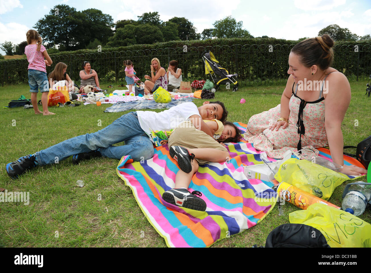 Two brothers play fighting in the park Stock Photo - Alamy