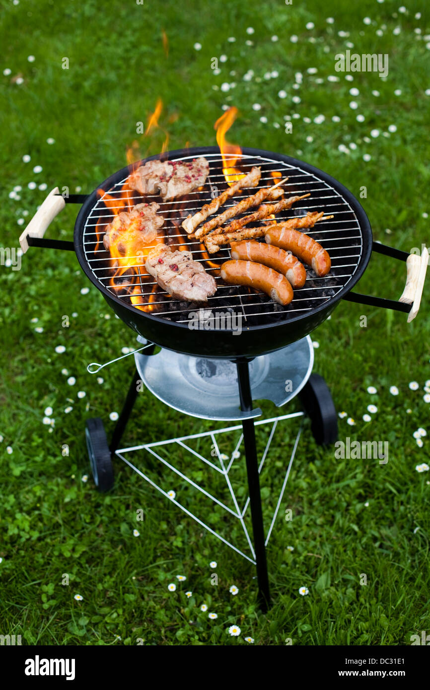 Barbecue a hot summer evening, Grilling Stock Photo - Alamy