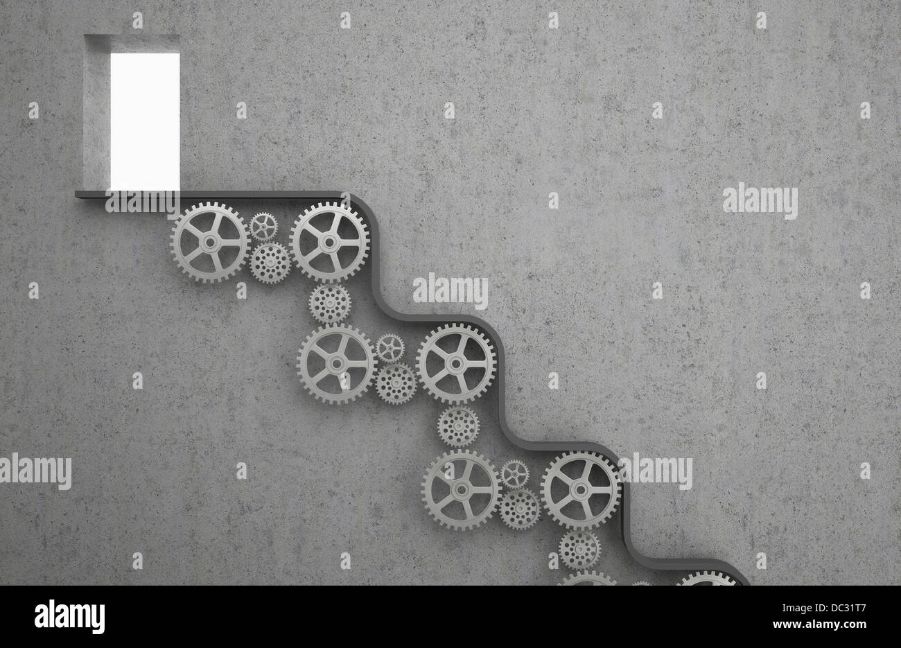 gear connected in grey back ground Stock Photo - Alamy