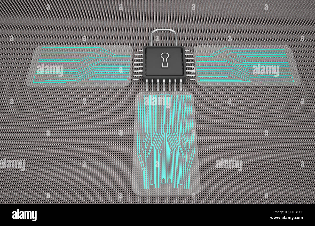 a lock connected to different chips Stock Photo - Alamy