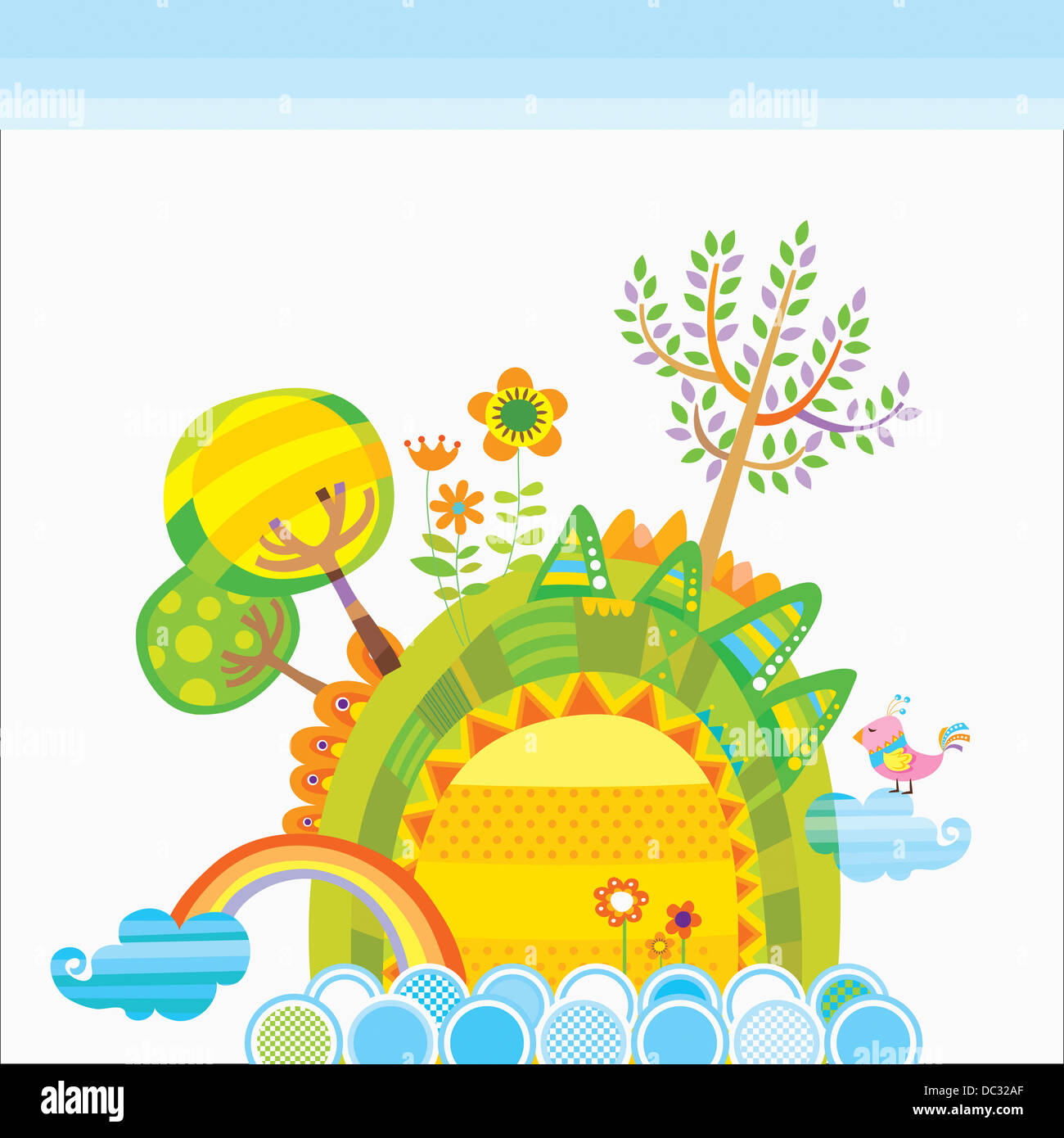 illustration of a colourful garden Stock Photo - Alamy