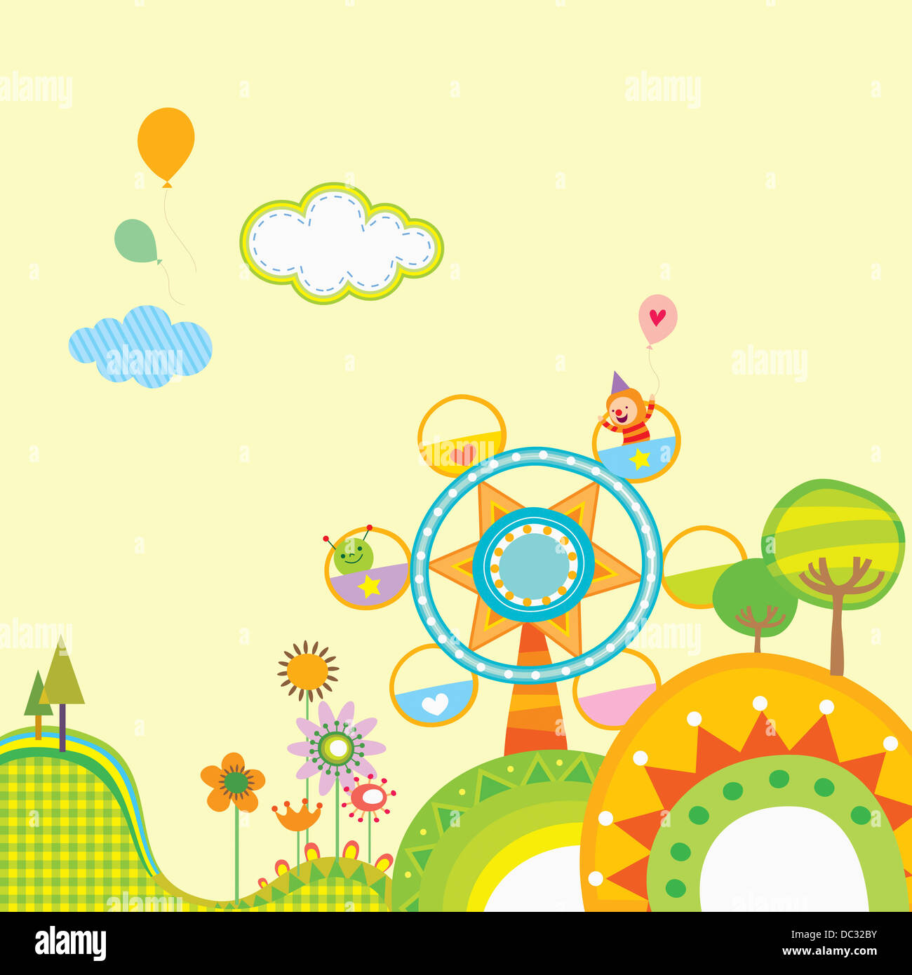 illustration of a colourful garden Stock Photo - Alamy