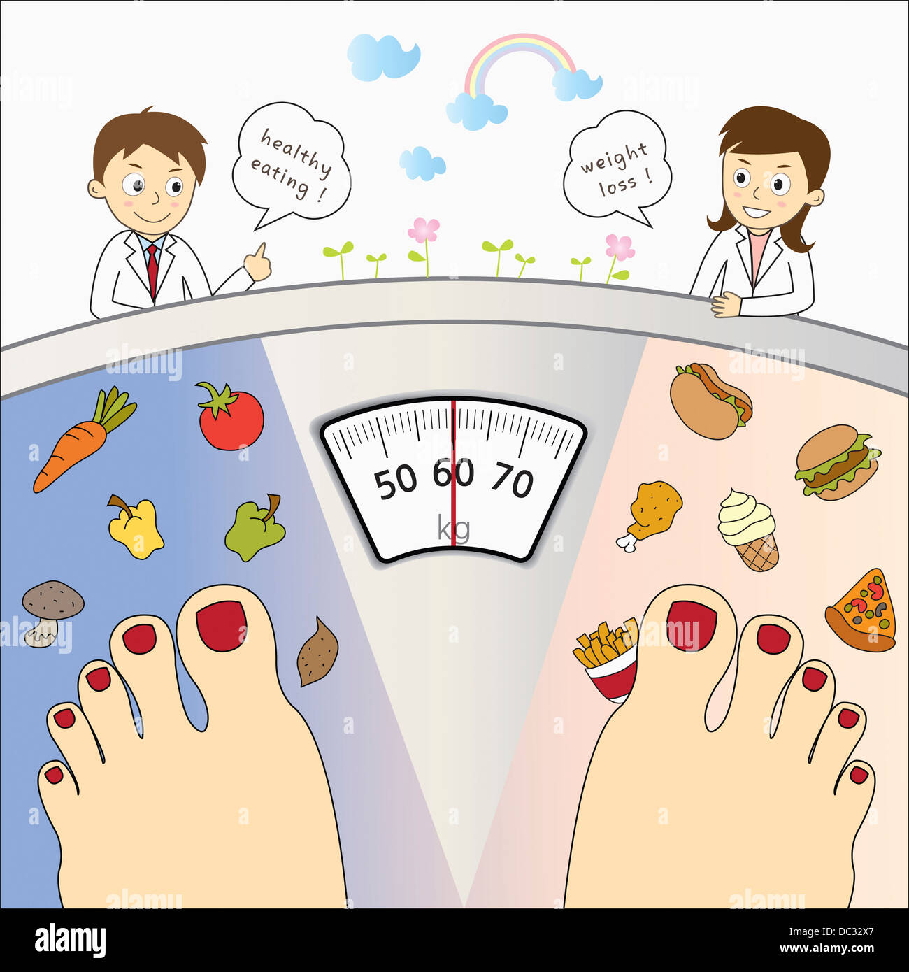 illustration of doctors control body weight Stock Photo - Alamy