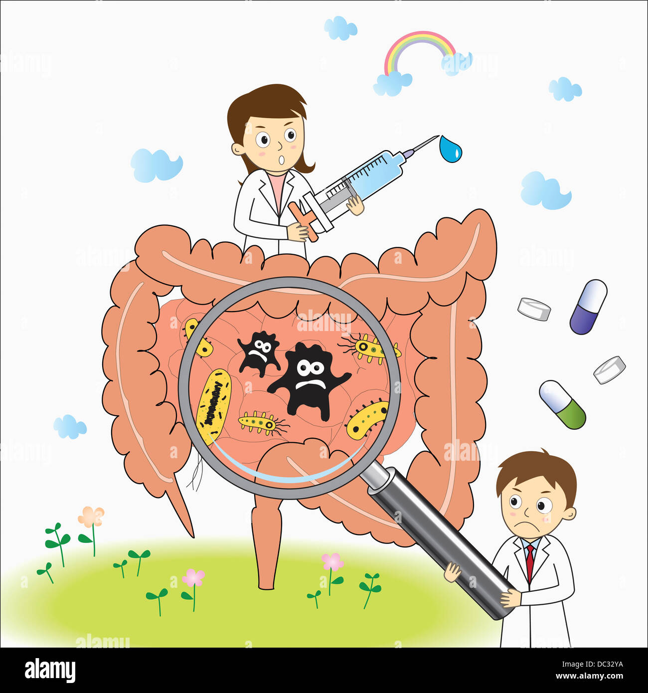 illustration of doctors and bacteria Stock Photo - Alamy