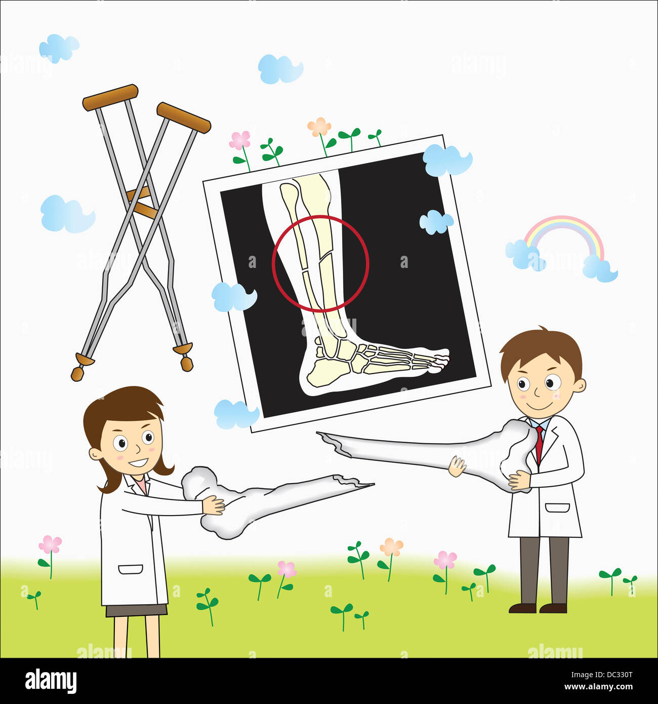 illustration of doctors and bone Stock Photo - Alamy