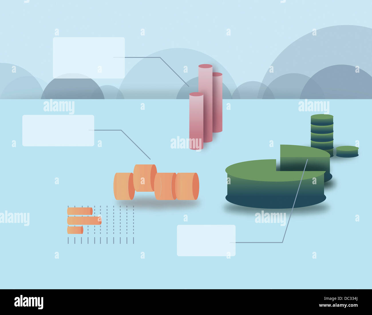 illustration of 3D table and graph template design Stock Photo - Alamy