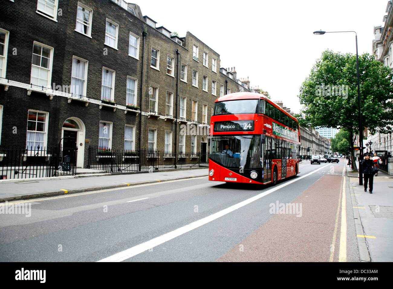 New Routemaster bus number 24 travelling along Gower Street, Bloomsbury ...