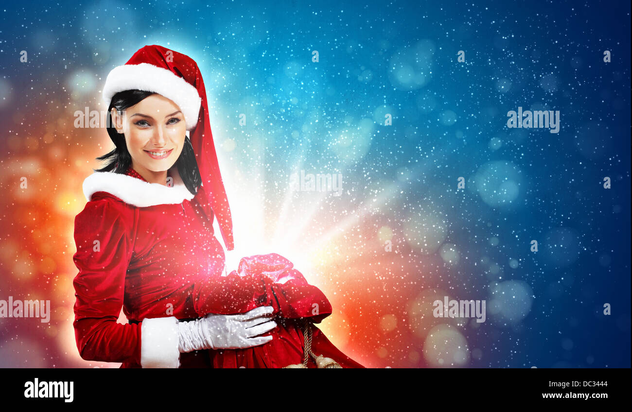 beautiful girl in santa costume Stock Photo - Alamy