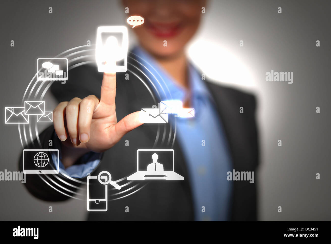 hand pushing on a touch screen Stock Photo - Alamy