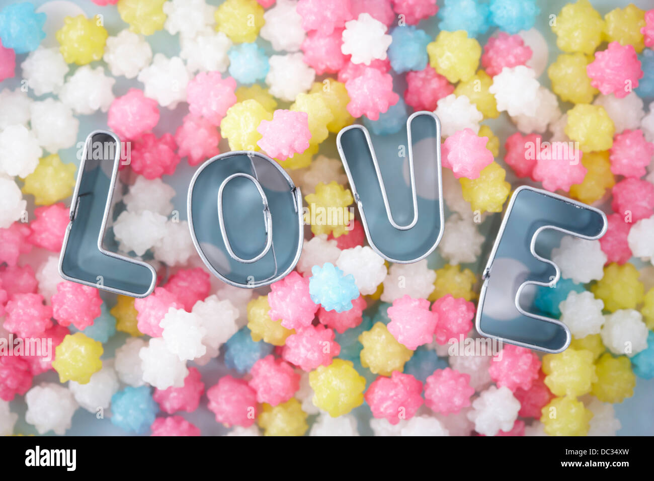 love letters on colourful candies Stock Photo - Alamy