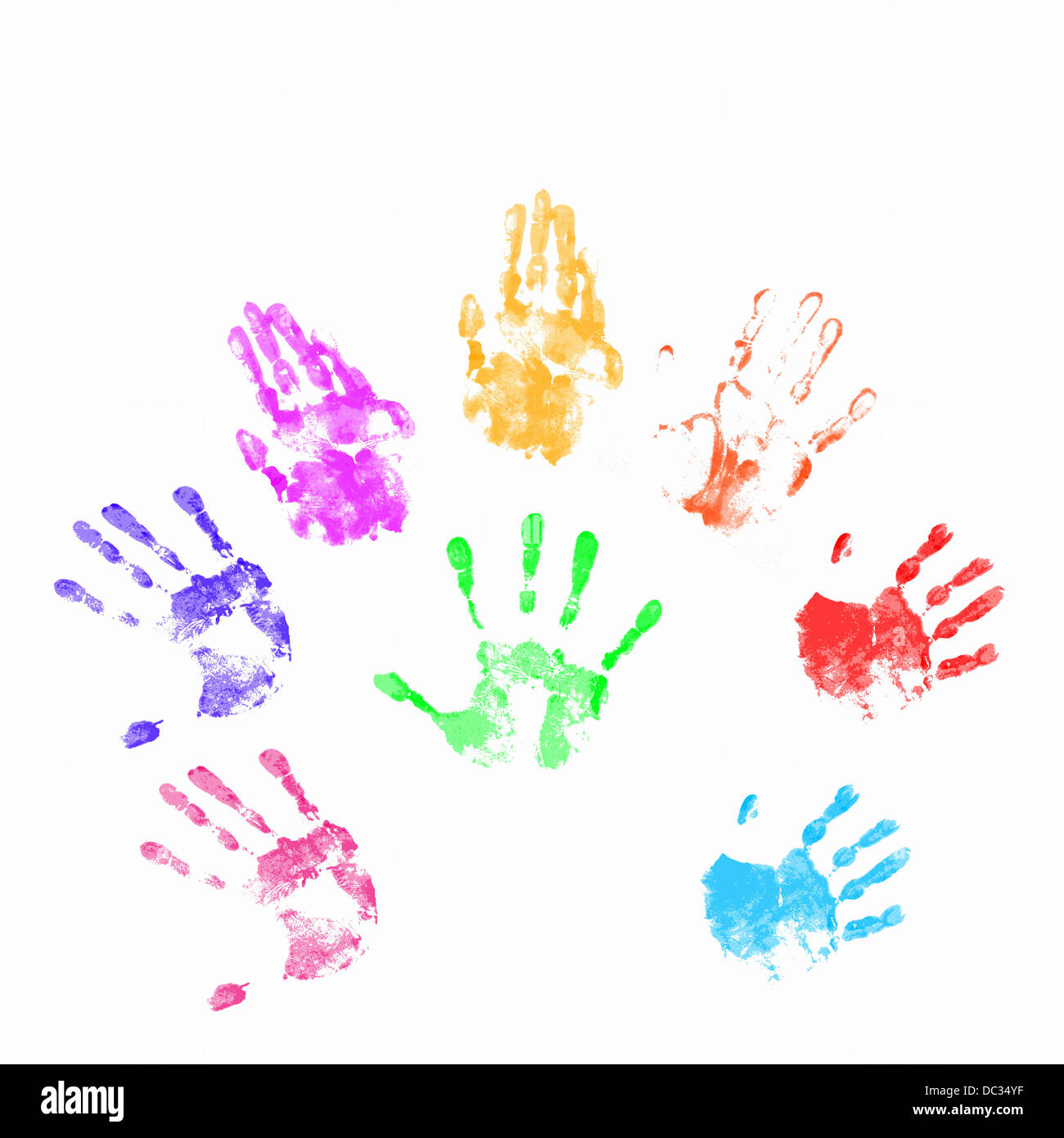 Colourful hand prints hi-res stock photography and images - Alamy