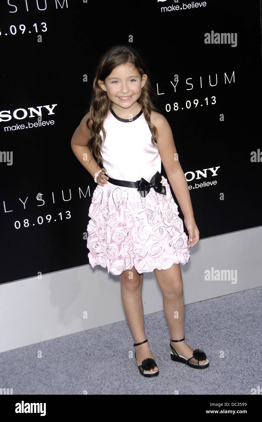 Los Angeles, CA. 7th Aug, 2013. Emma Tremblay at arrivals for ELYSIUM ...