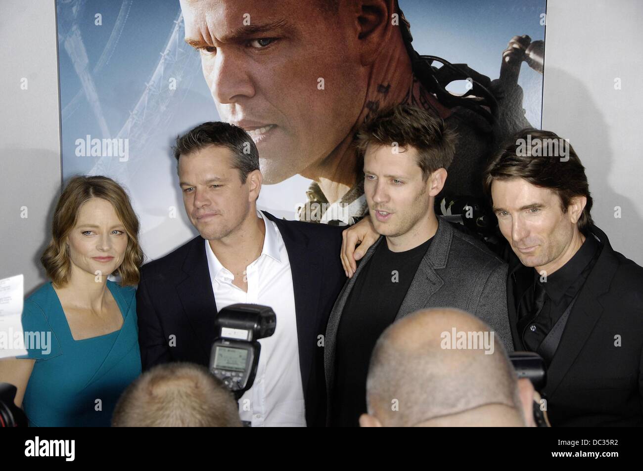 Los Angeles, CA. 7th Aug, 2013. Jodie Foster, Matt Damon, Neil Blomkamp ...