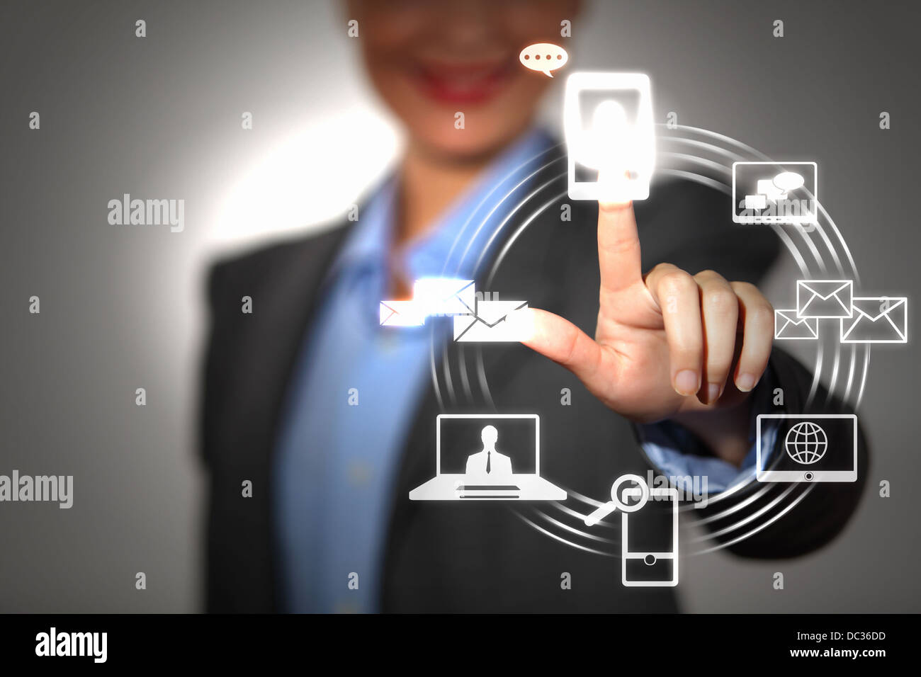 hand pushing on a touch screen Stock Photo - Alamy