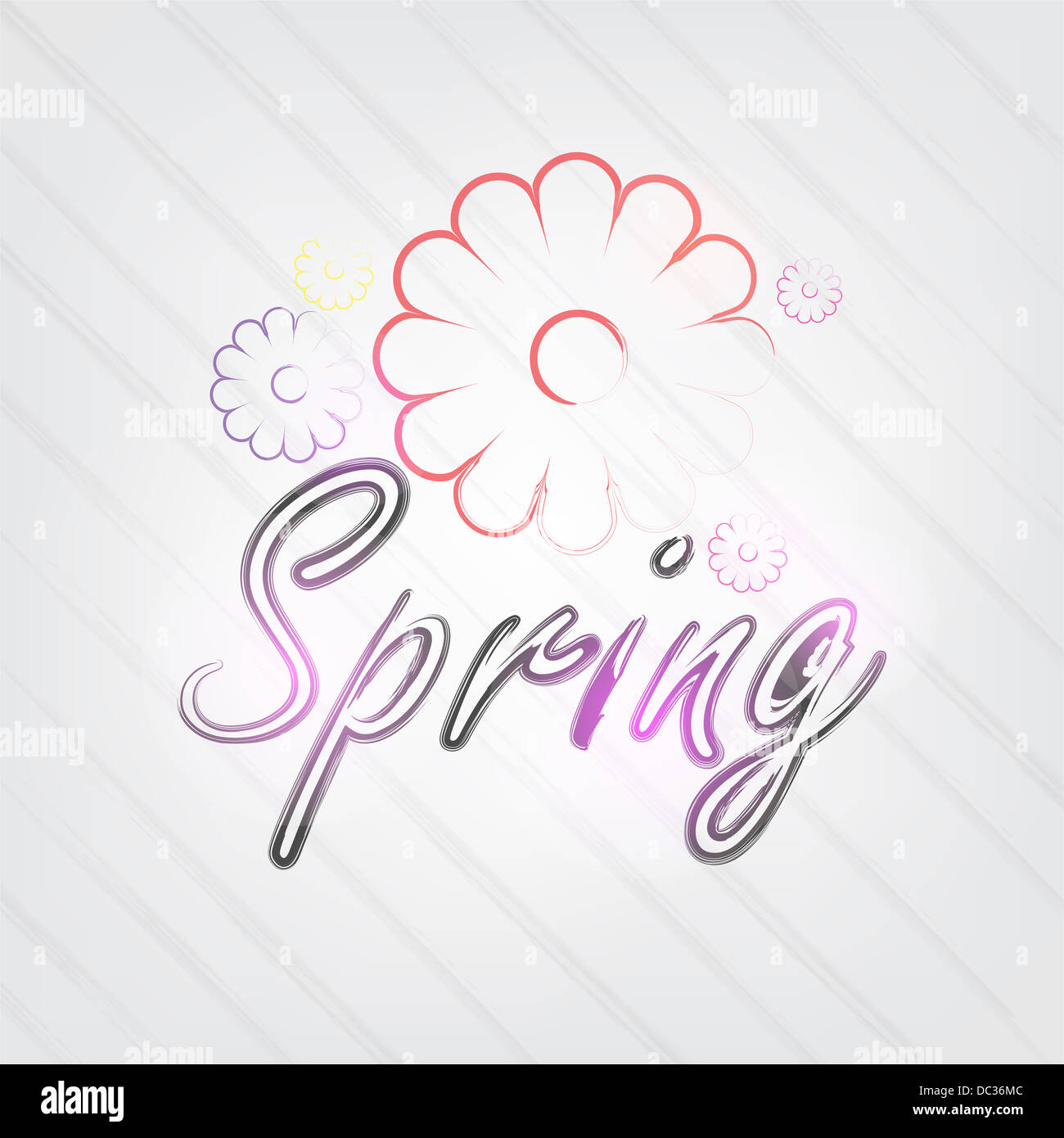 Spring Typography - background in retro style with flowers and label ...