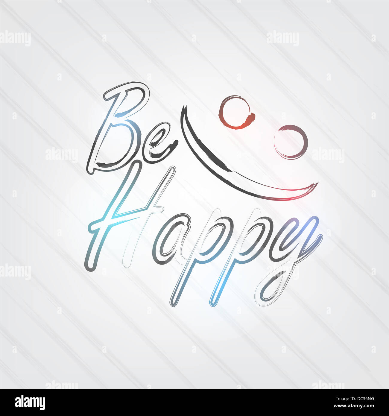 Be Happy Typography - background in retro style with smile face and ...