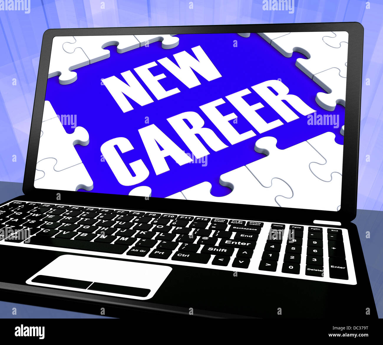 New Career On Laptop Showing New Employment Stock Photo - Alamy