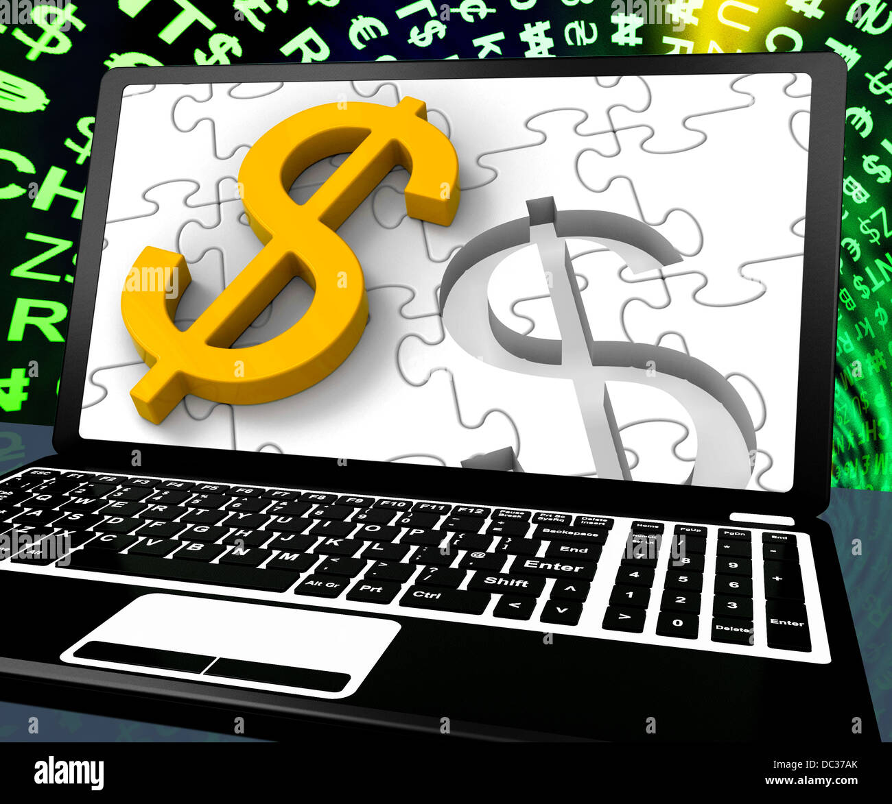 Dollar Sign On Laptop Showing American Currency Stock Photo - Alamy