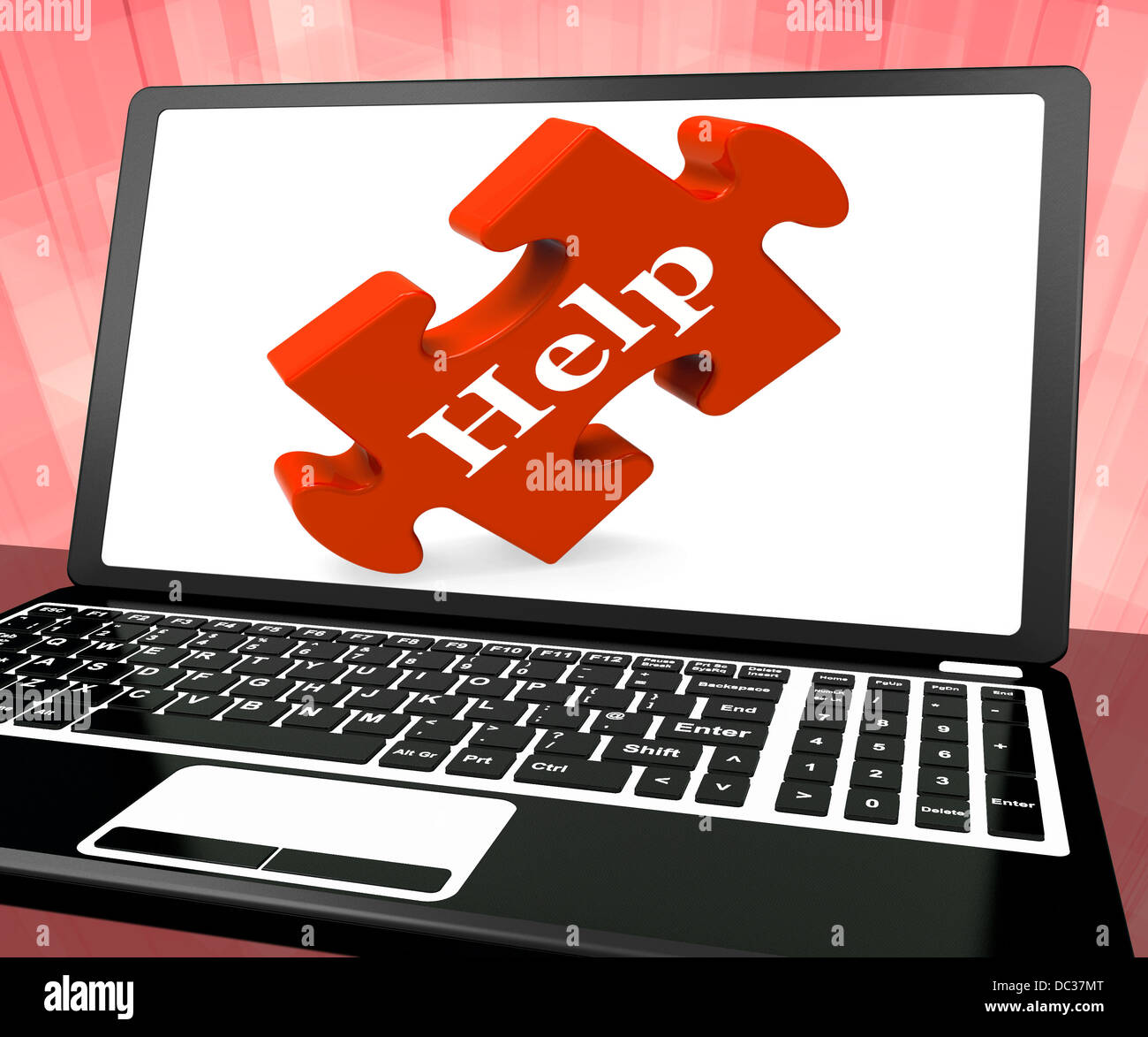 Help Puzzle On Laptop Shows Online Support Stock Photo - Alamy