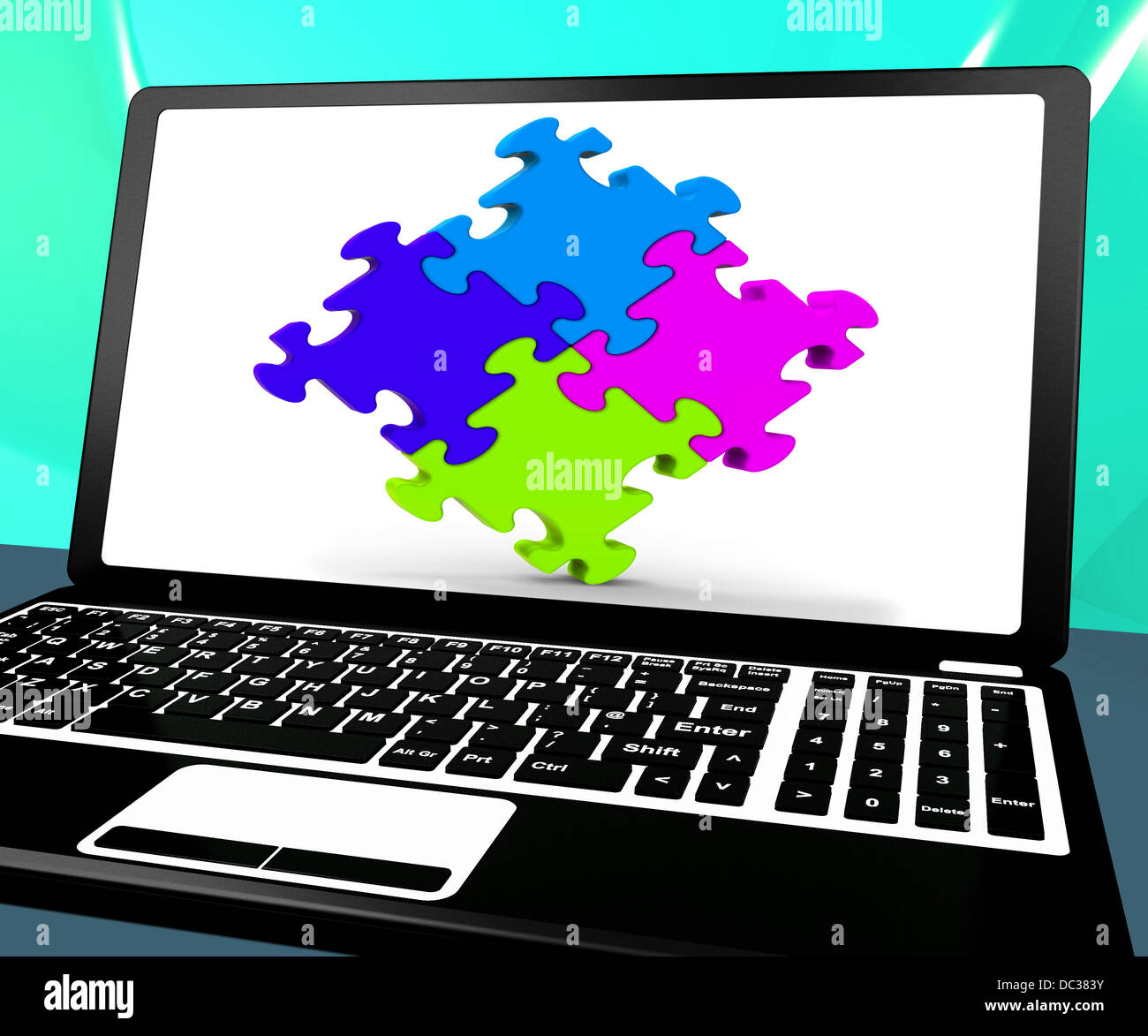 Puzzle Square On Laptop Shows Integrity Stock Photo - Alamy