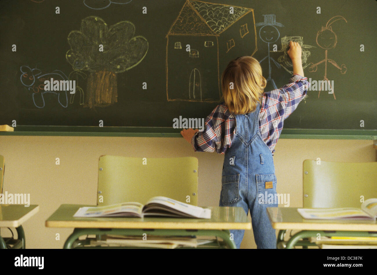 Back view boy student drawing hi-res stock photography and images - Alamy