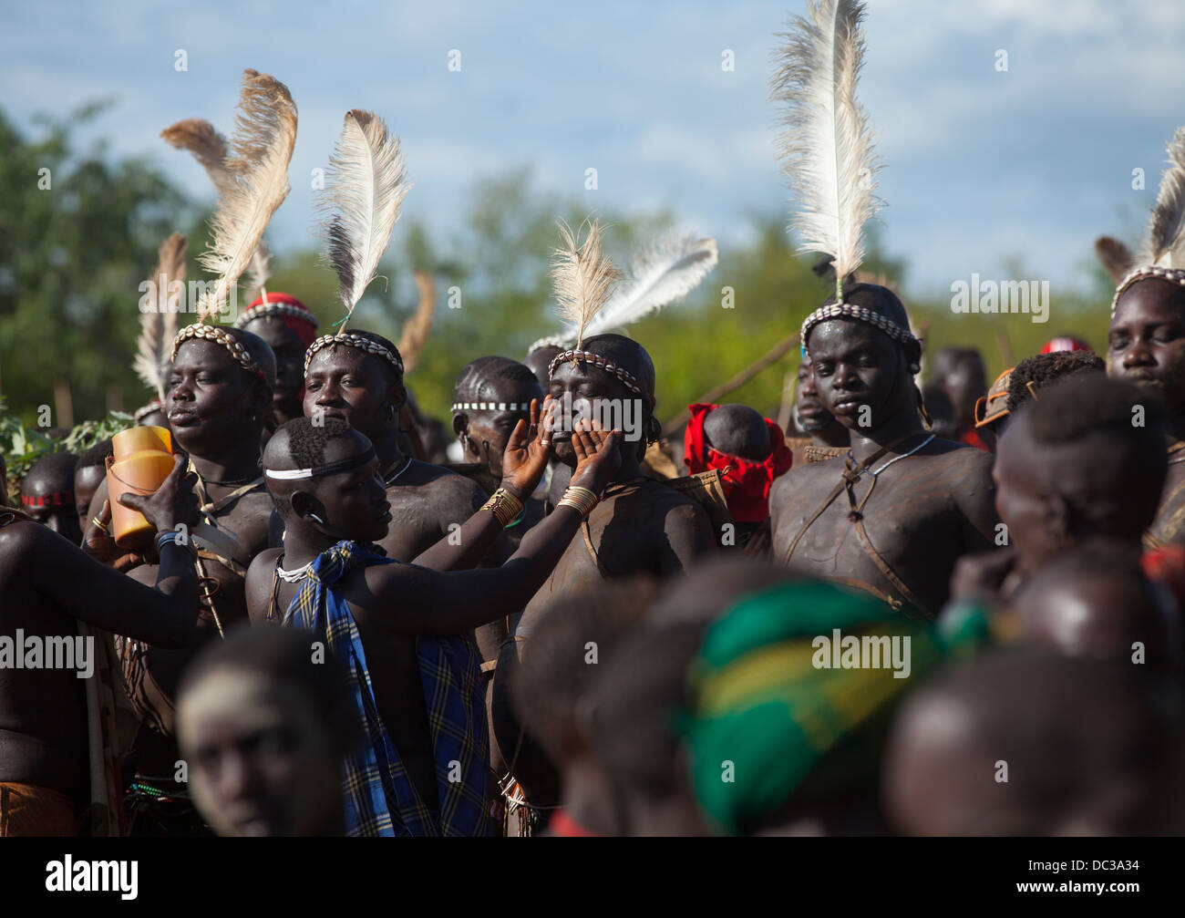 Bodi Tribe Fat Men During Kael Ceremony, Hana Mursi, Omo Valley ...