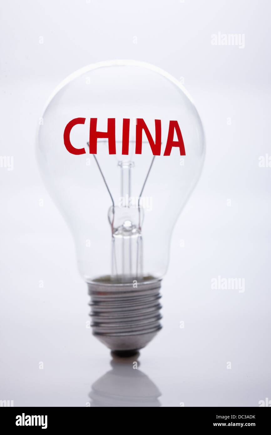 a light bulb with a word China Stock Photo - Alamy