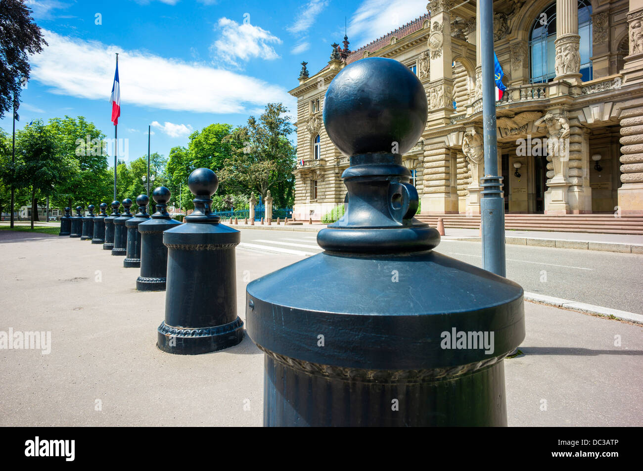 Old cannon barrels used as bollards, Palace of the Rhine Strasbourg ...