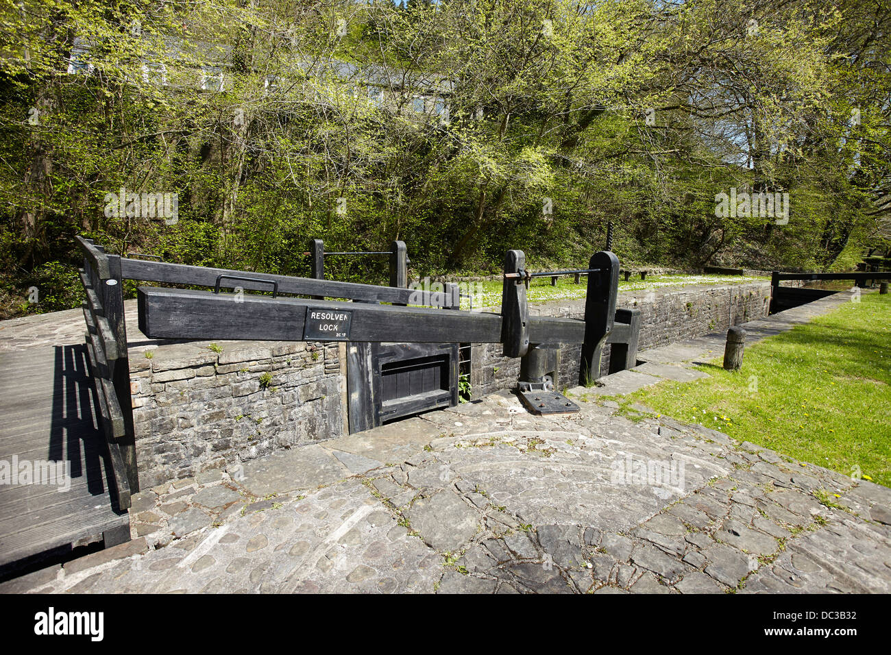 Resolven Canal basin and Lock on the Neath Canal, South Wales, UK Stock ...