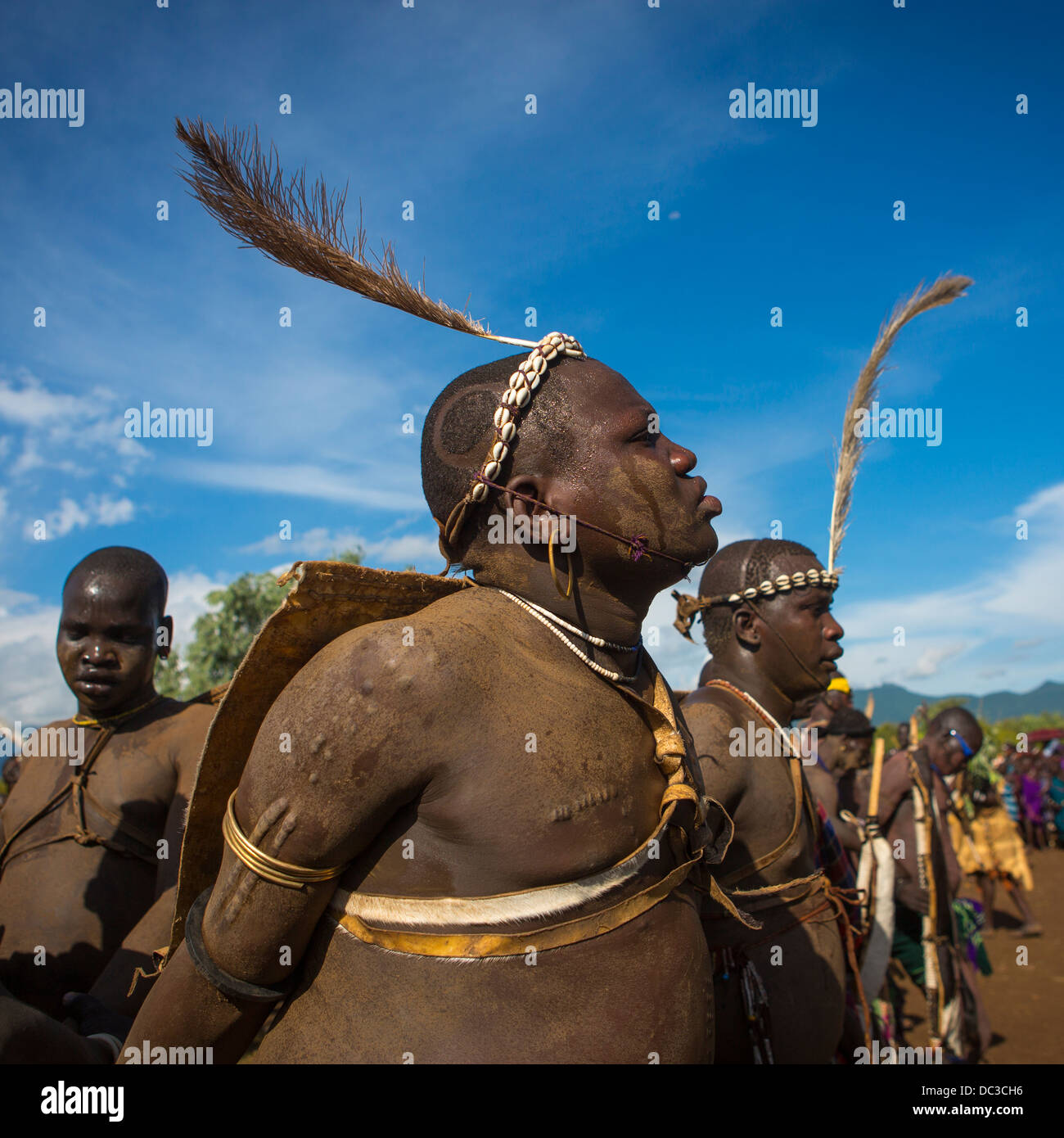 Bodi Tribe Fat Men Running During Kael Ceremony, Hana Mursi, Omo Valley ...