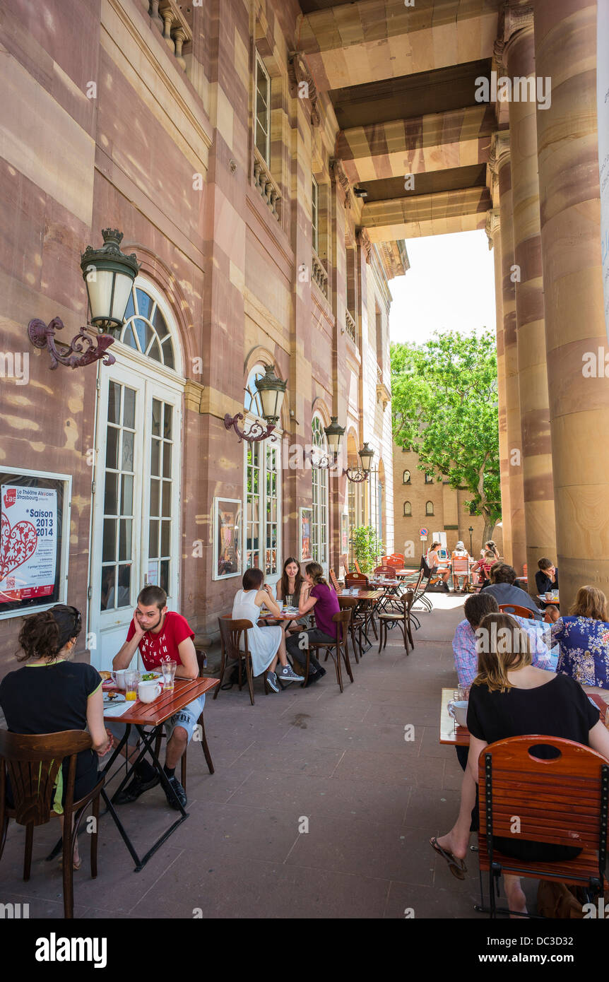 Cafe terrace at opera house Strasbourg Alsace France Stock Photo - Alamy
