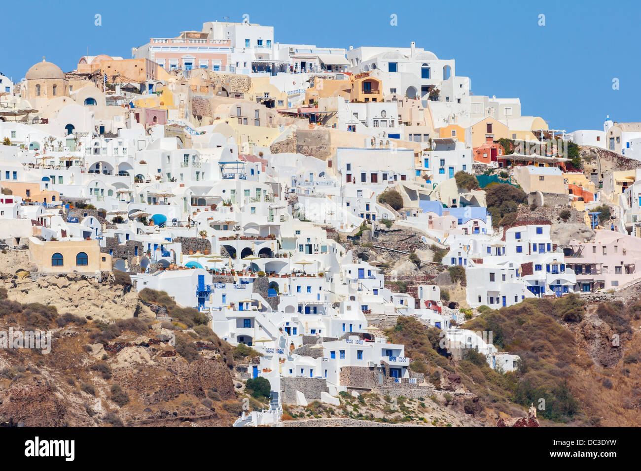 Beautiful Oia village in Santorini island Greece Stock Photo - Alamy