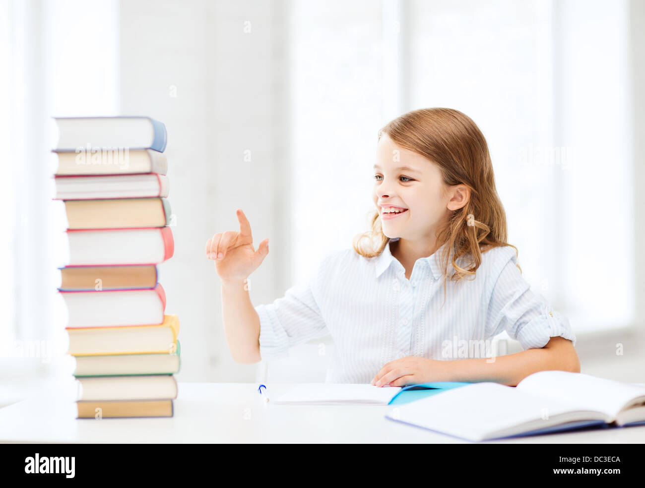 student girl studying at school Stock Photo - Alamy