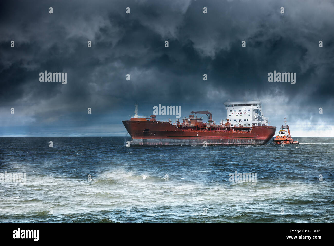 Tanker ship at sea during a storm Stock Photo - Alamy