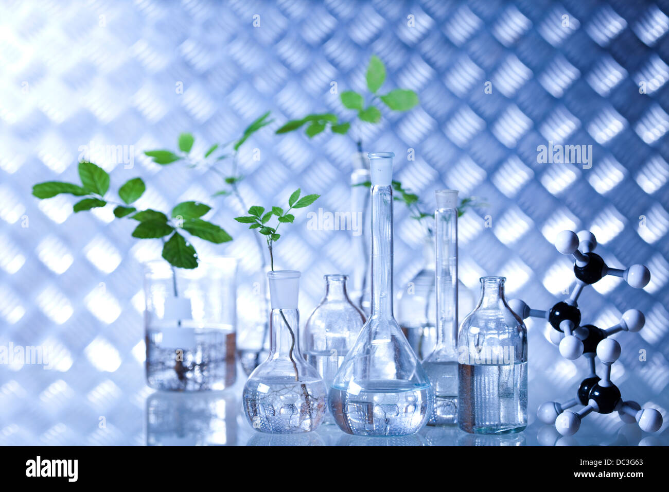 Chemical laboratory glassware equipment, ecology Stock Photo - Alamy
