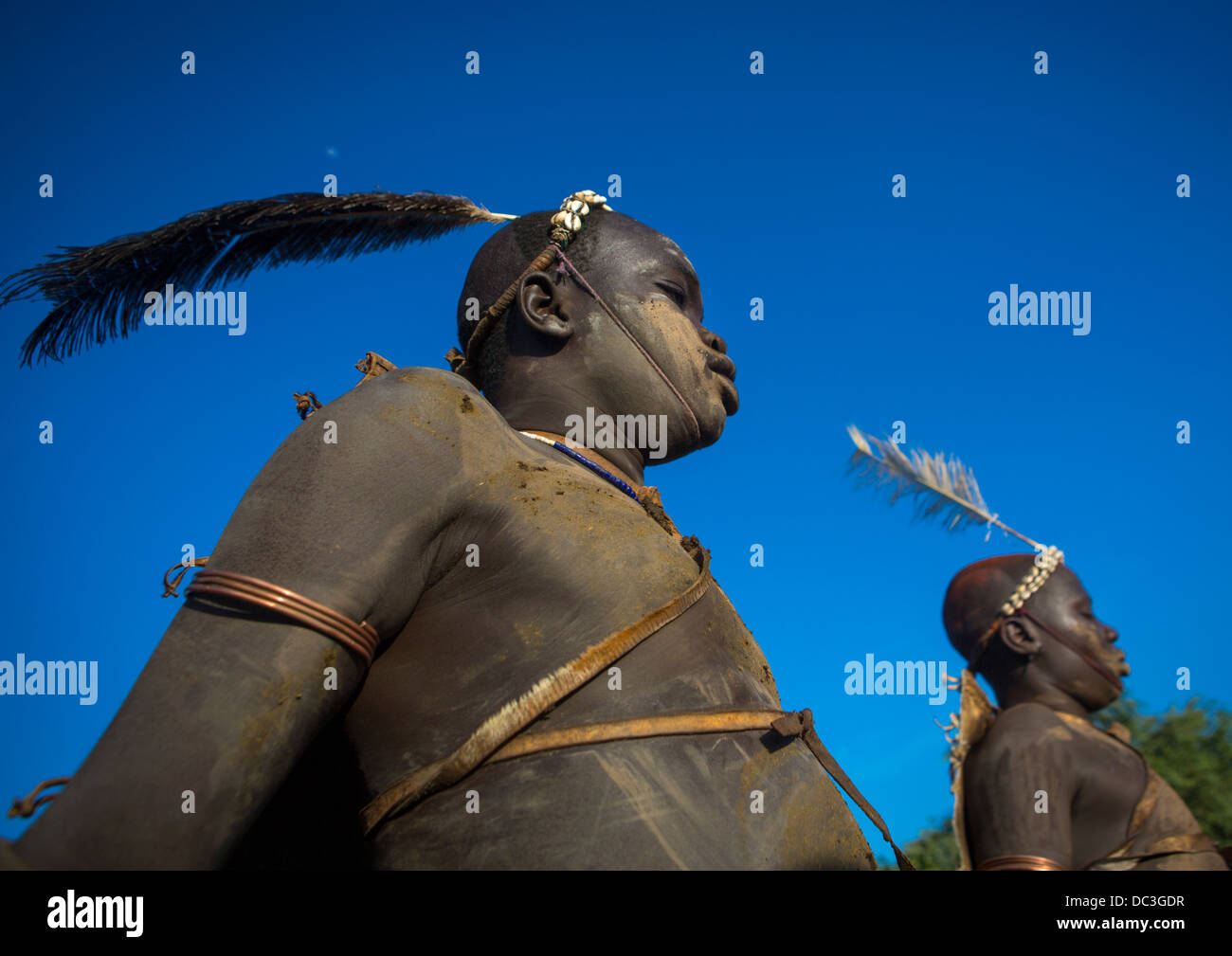 Bodi Tribe Fat Men Running During Kael Ceremony, Hana Mursi, Omo Valley ...