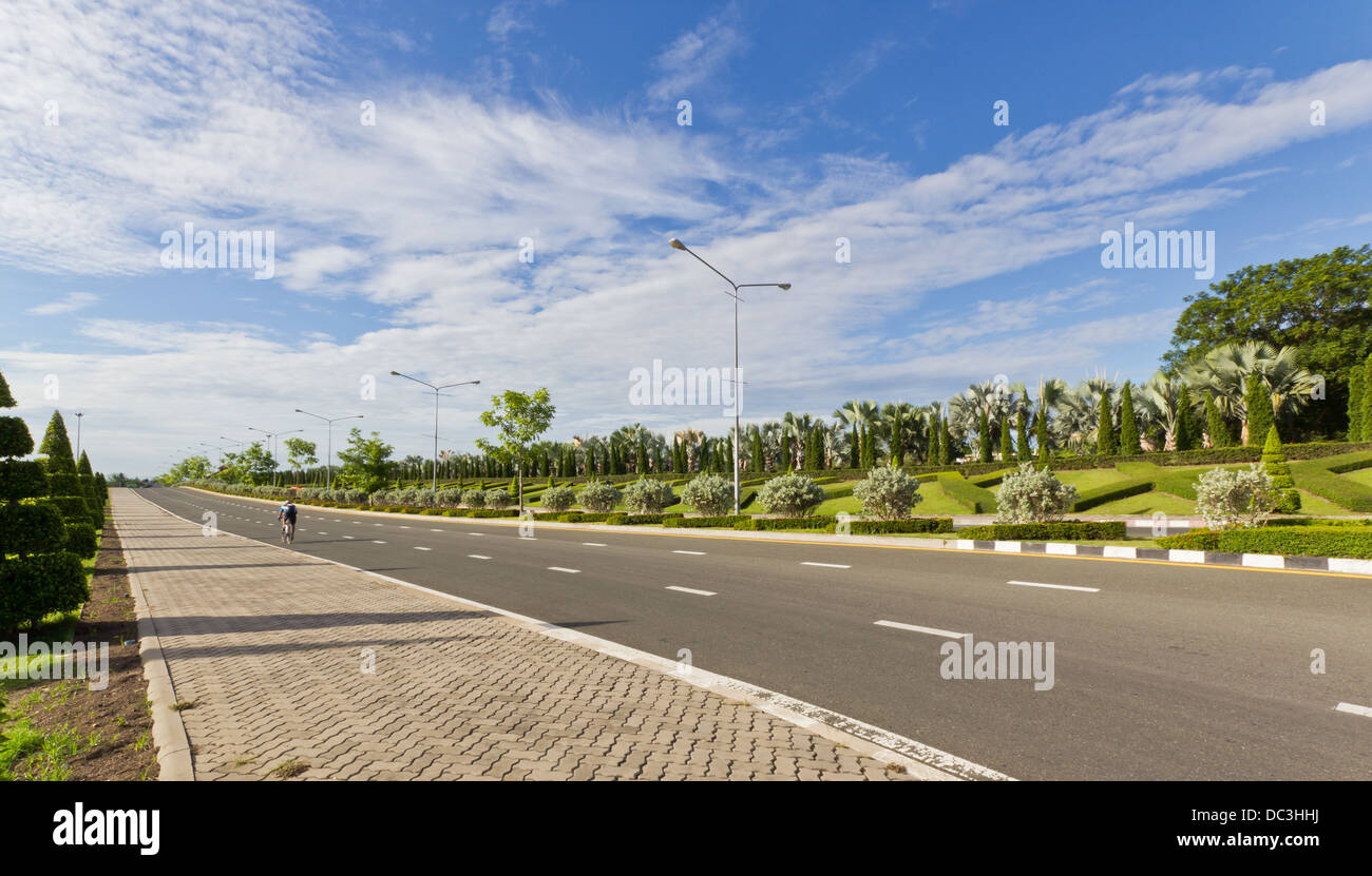 Long and Beautiful Road of Sunshine day with Cloudy and Blue Sky Stock ...
