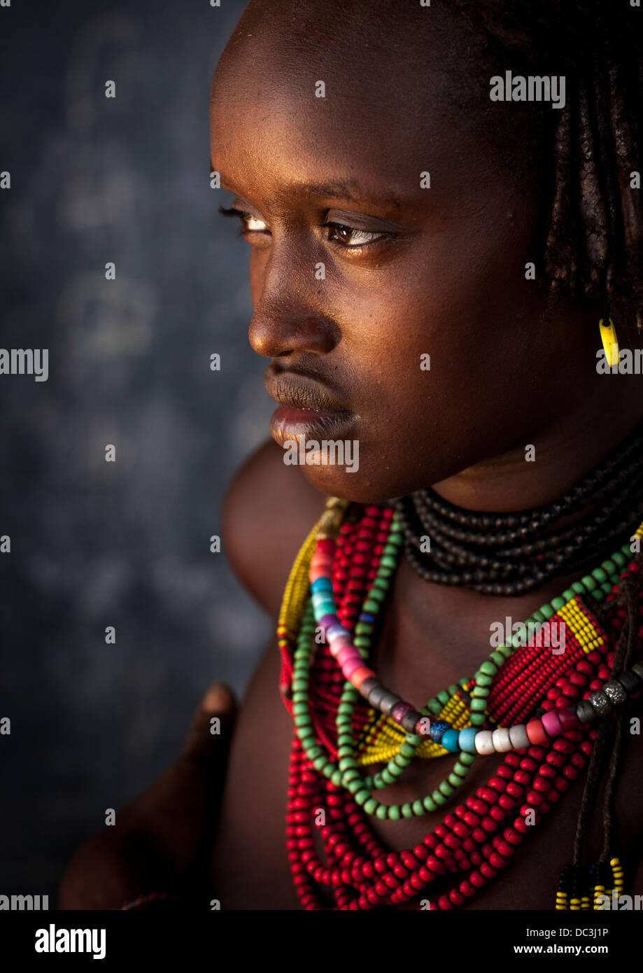 Dassanech Tribe Young Woman, Omorate, Omo Valley, Ethiopia Stock Photo ...