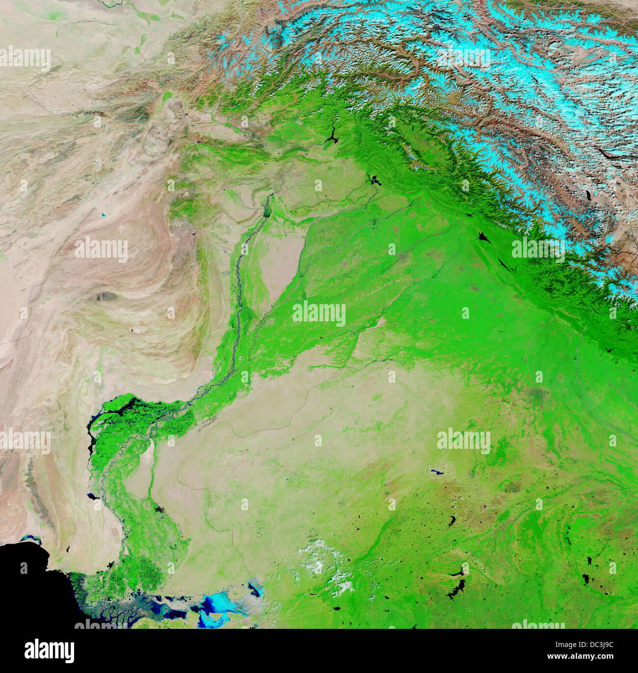 Satellite image of flood waters in Pakistan Stock Photo - Alamy