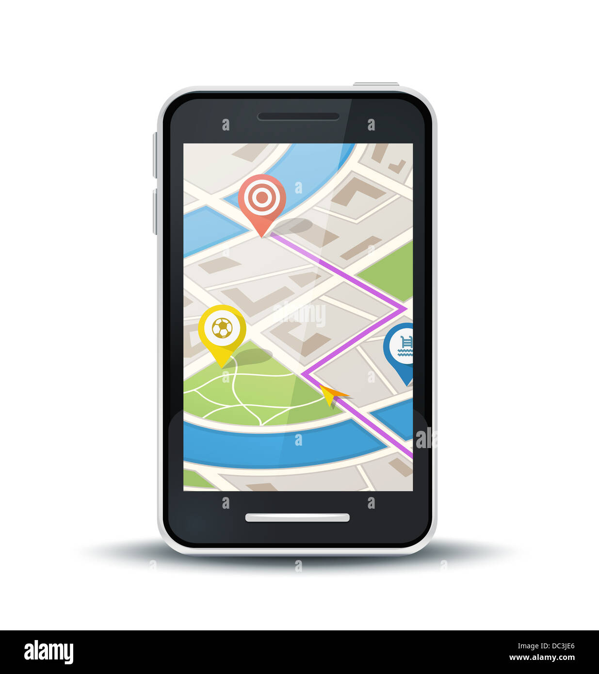 mobile phone with gps map application Stock Photo - Alamy