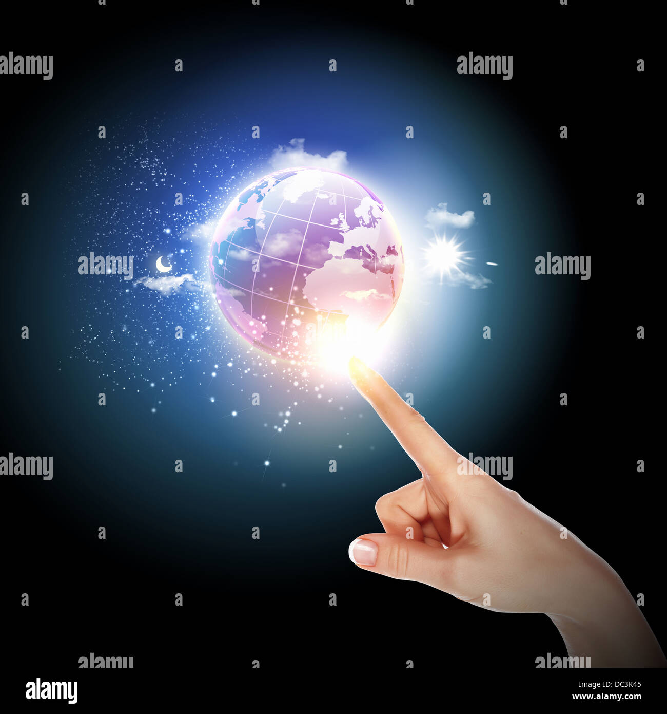 hand touching the earth Stock Photo - Alamy