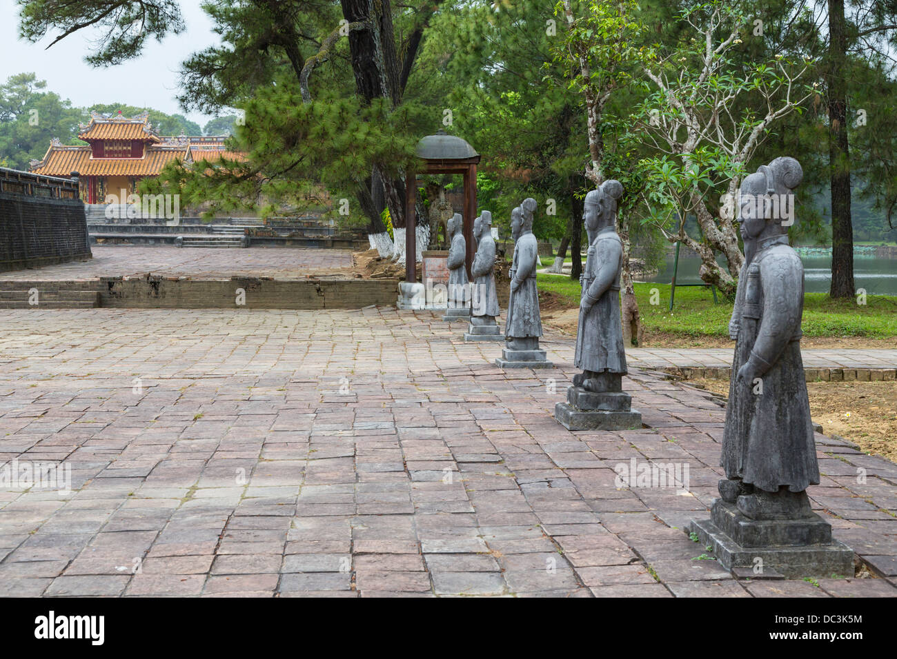 The Ming Mang Tomb complex of gates, buildings and statues near Hue ...