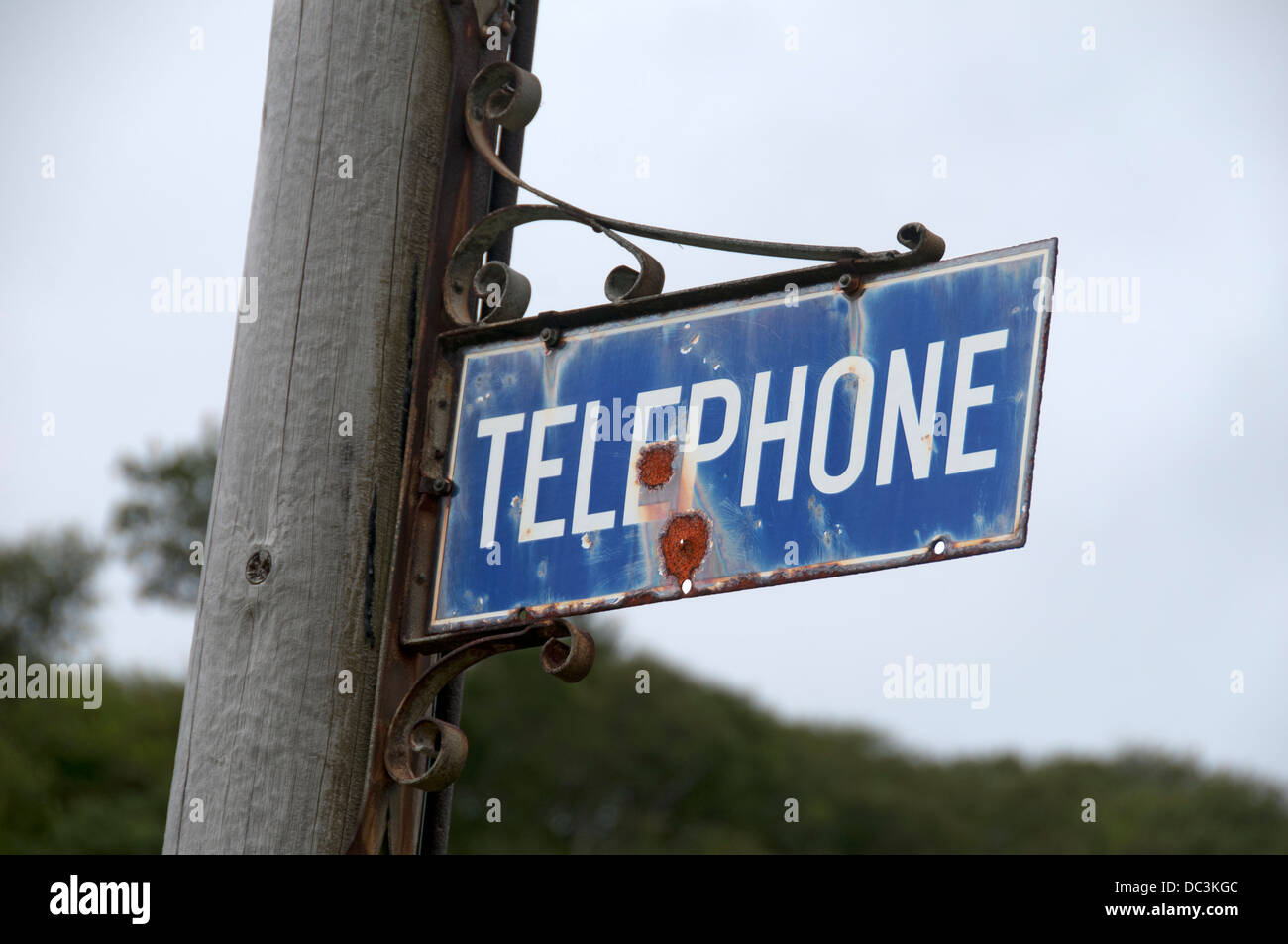 Old telephone sign at Torrisdale, Sutherland, Scotland, UK Stock Photo ...