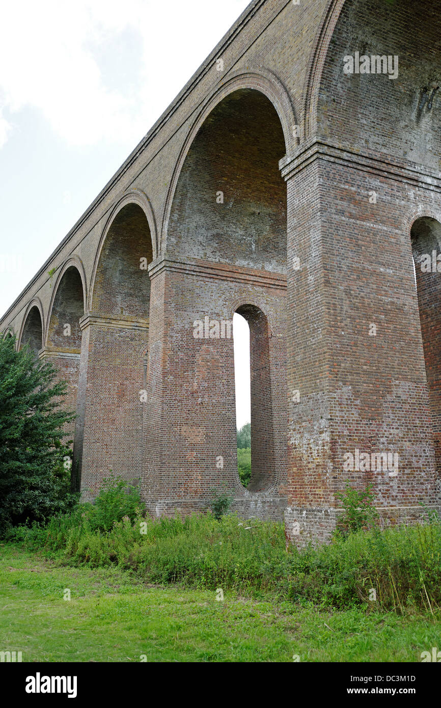 Victorian brick built railway viaduct in the English countryside ...