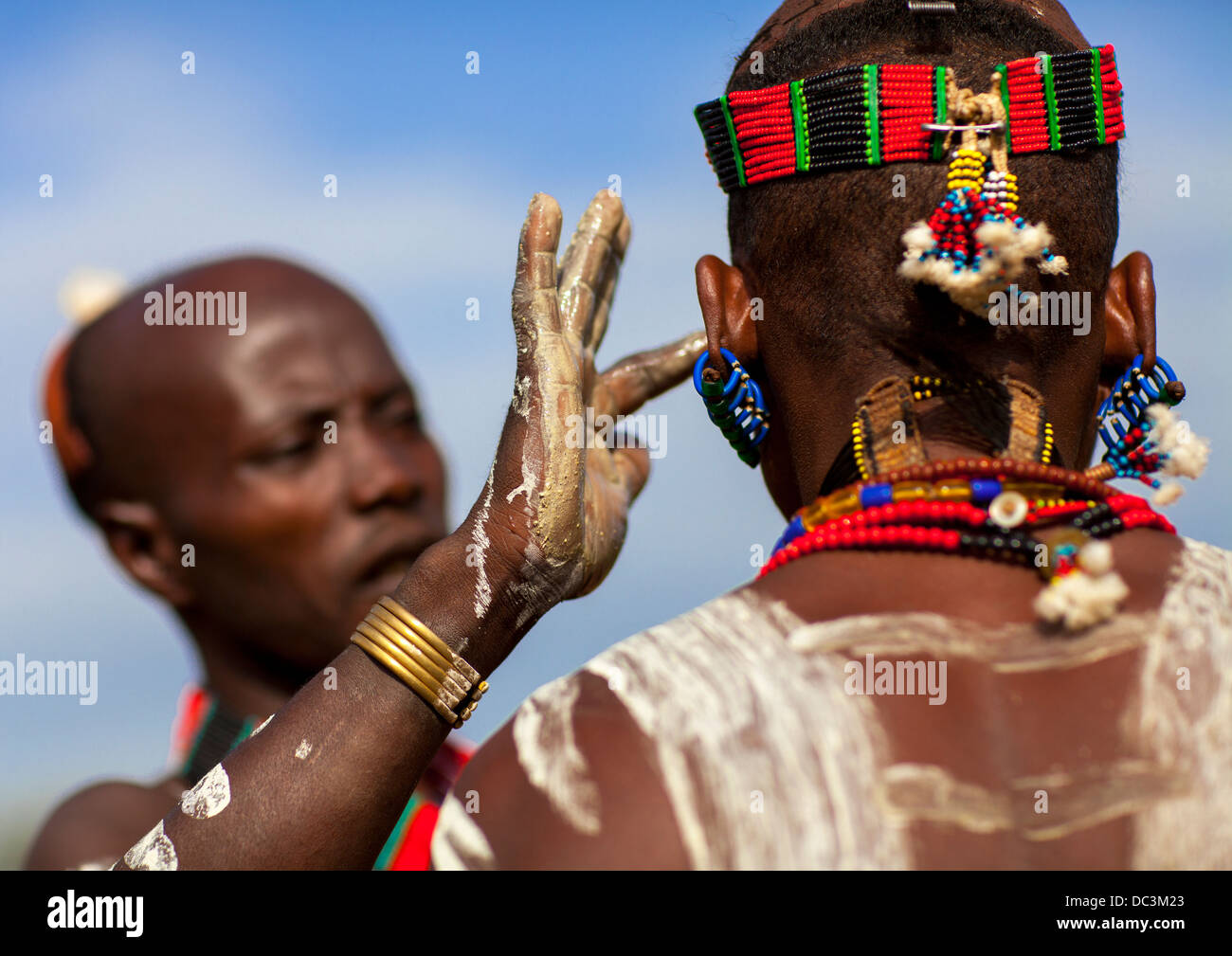 Bashada Tribe Man Making Body Painting, Dimeka, Omo Valley, Ethiopia ...