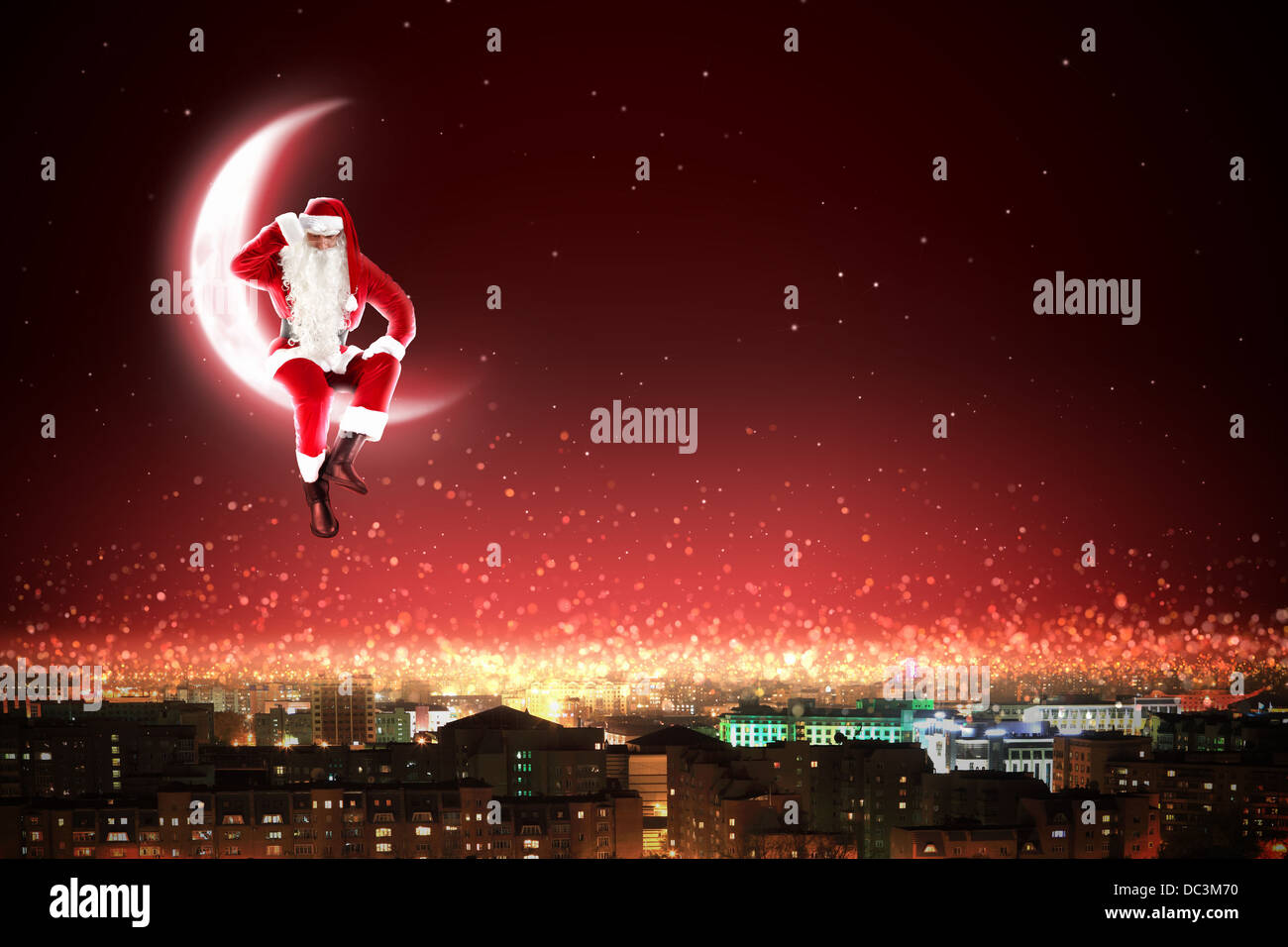 Santa on the moon Stock Photo - Alamy