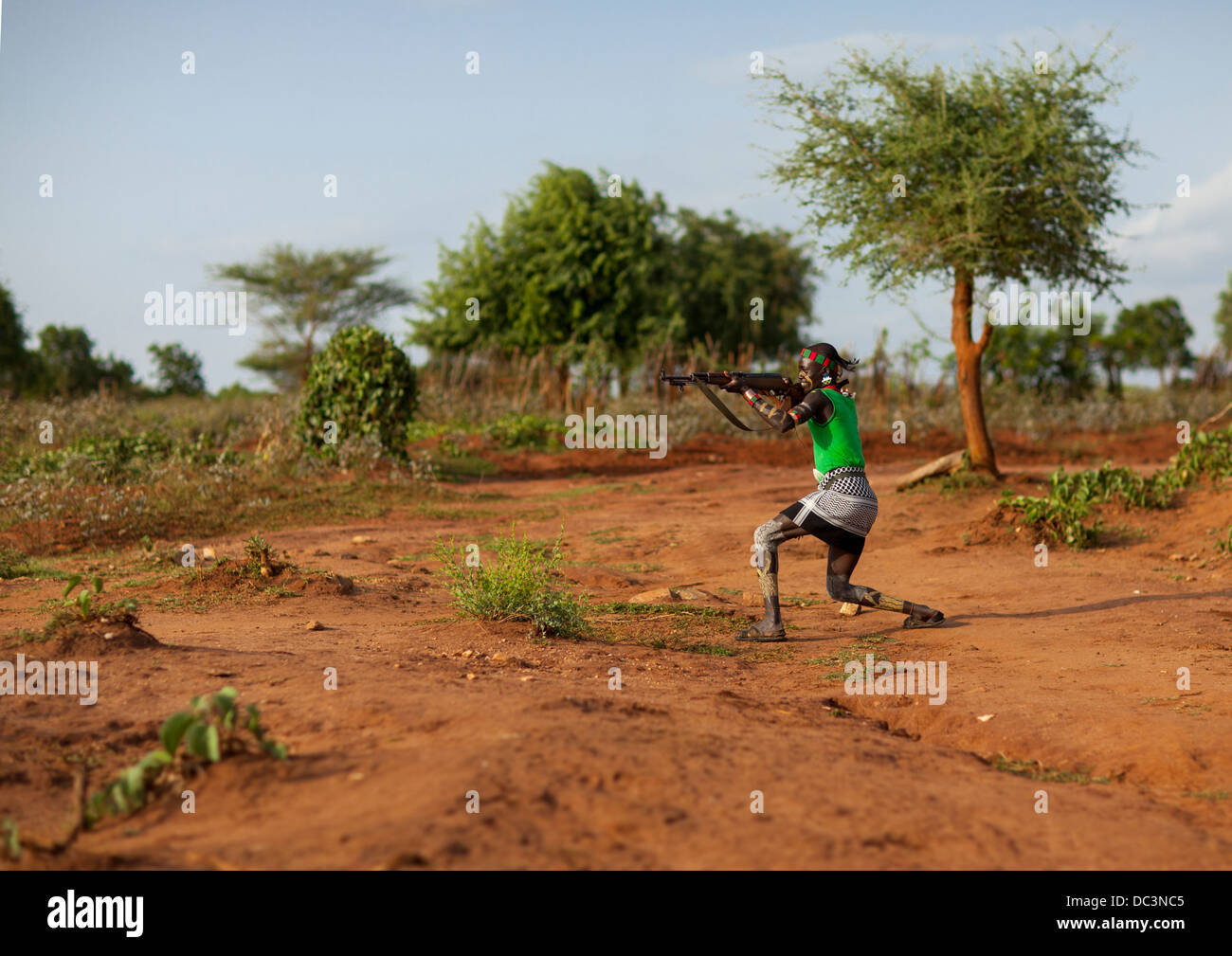 Bashada Tribe Man With His Ak47, Dimeka, Omo Valley, Ethiopia Stock ...