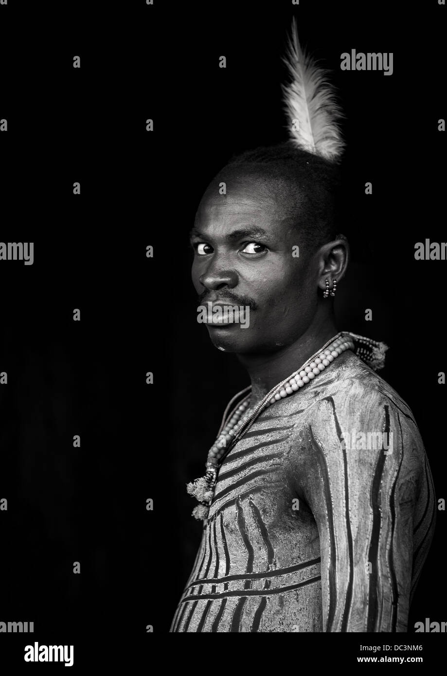 Bashada Tribe Man With Body Painting, Dimeka, Omo Valley, Ethiopia ...