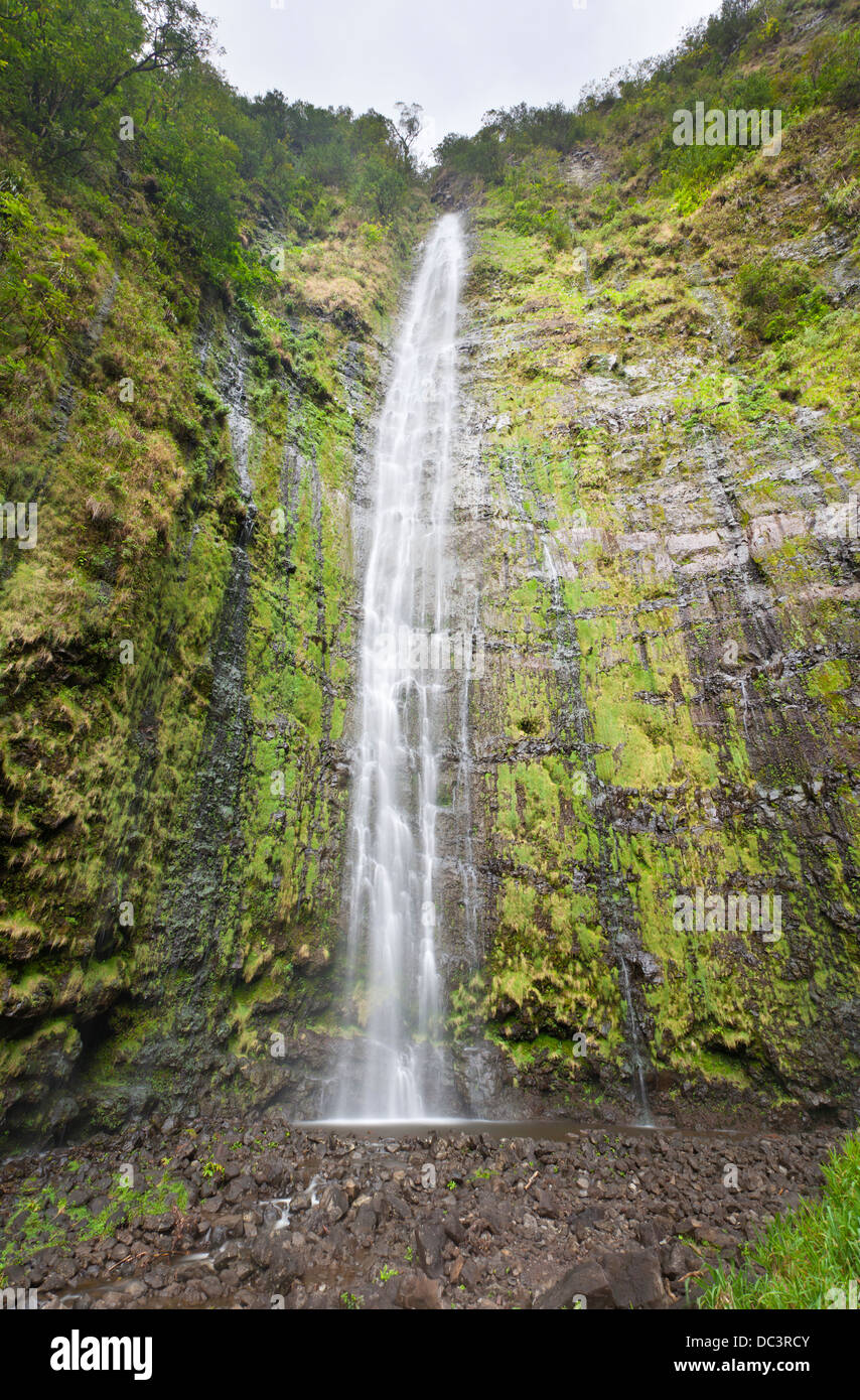 The famous Waimoku Falls in Maui, Hawaii with a height of more than 120 ...